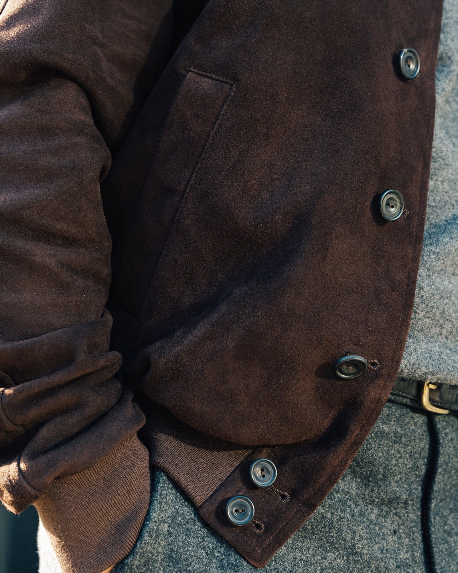 The PS Reversible Suede Bomber - Brown