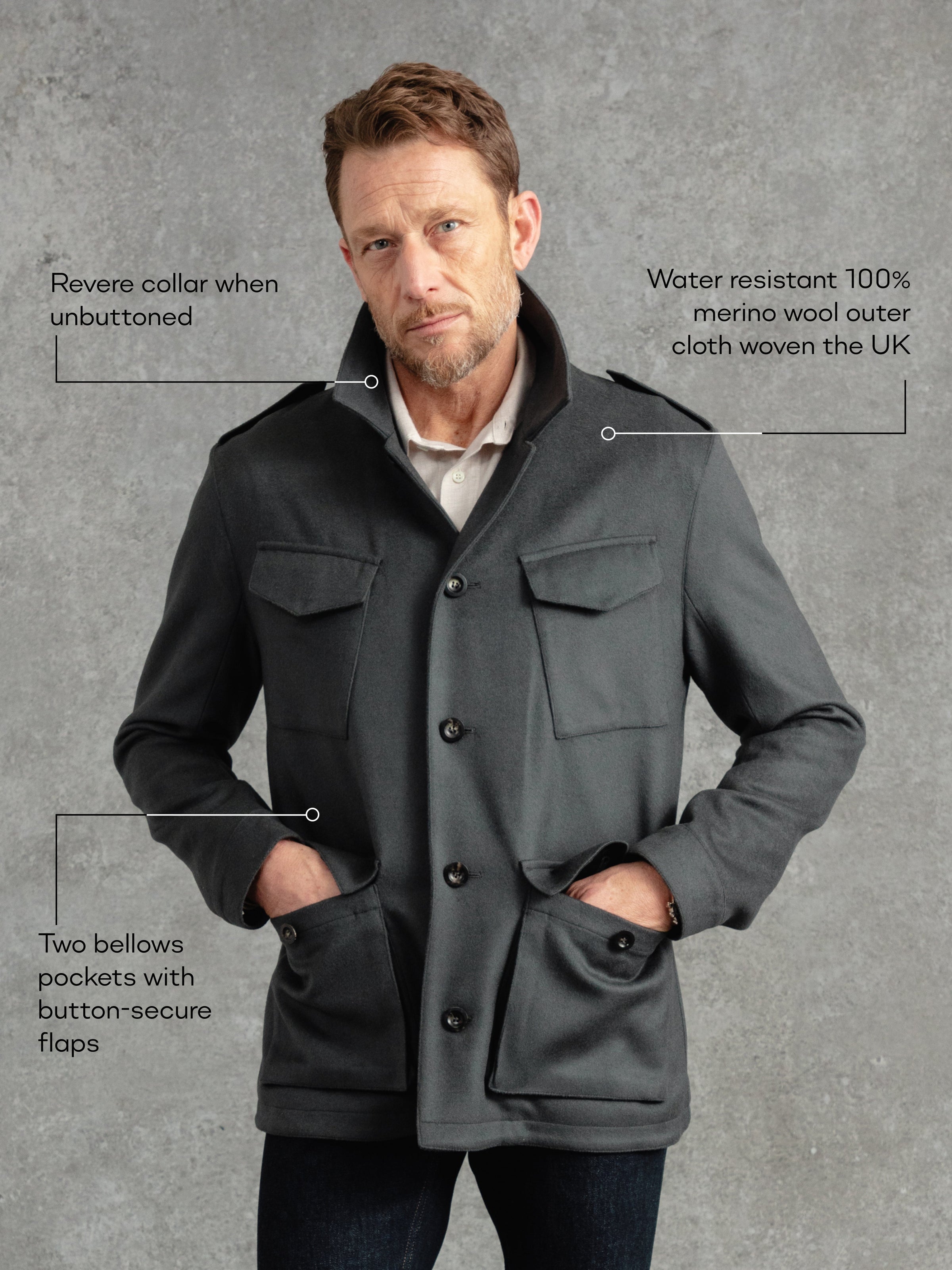 The Doeskin Revere Field Jacket - Cobble Grey