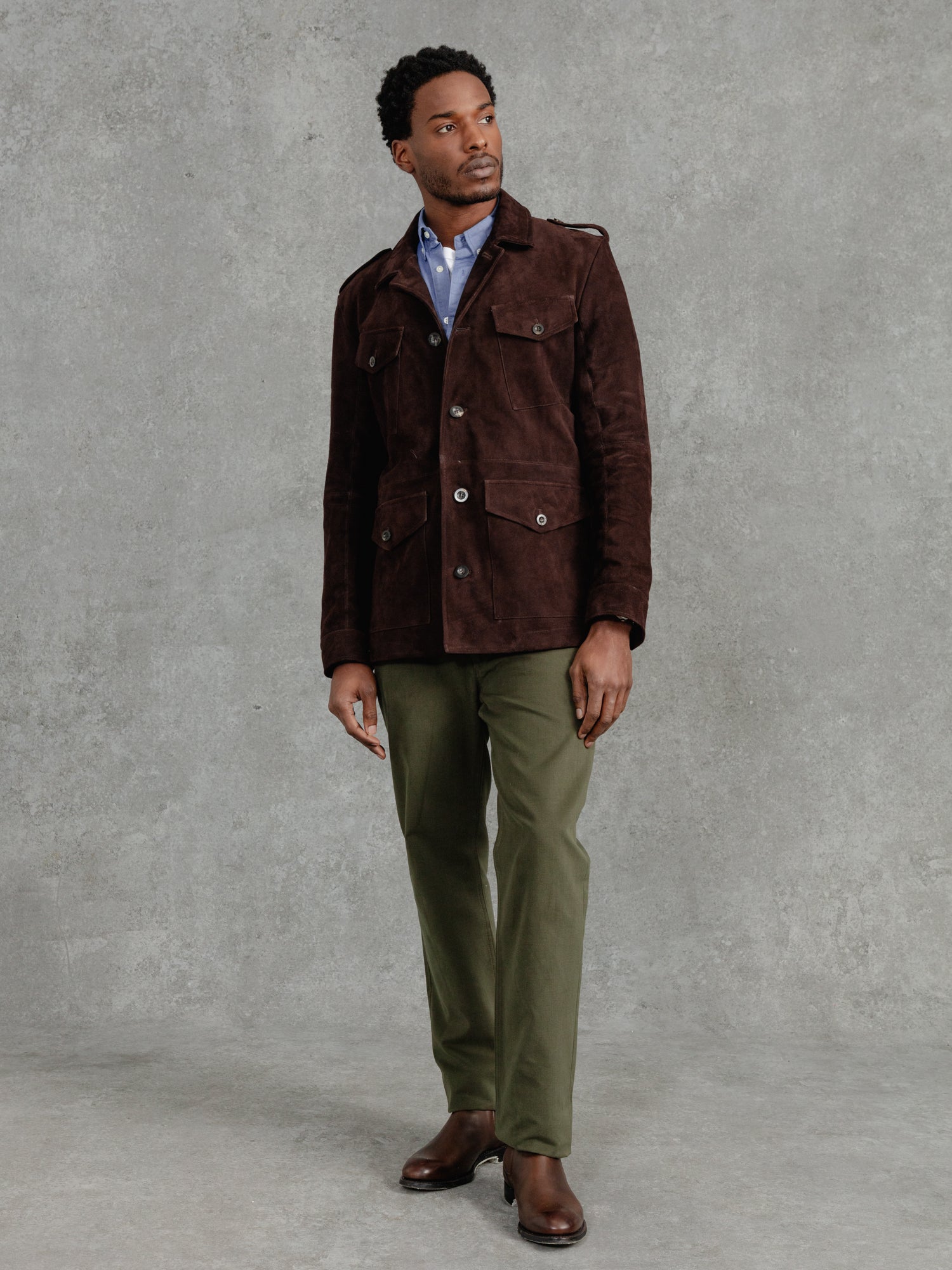 The Suede Revere Jacket - Bark – PrivateWhite V.C.