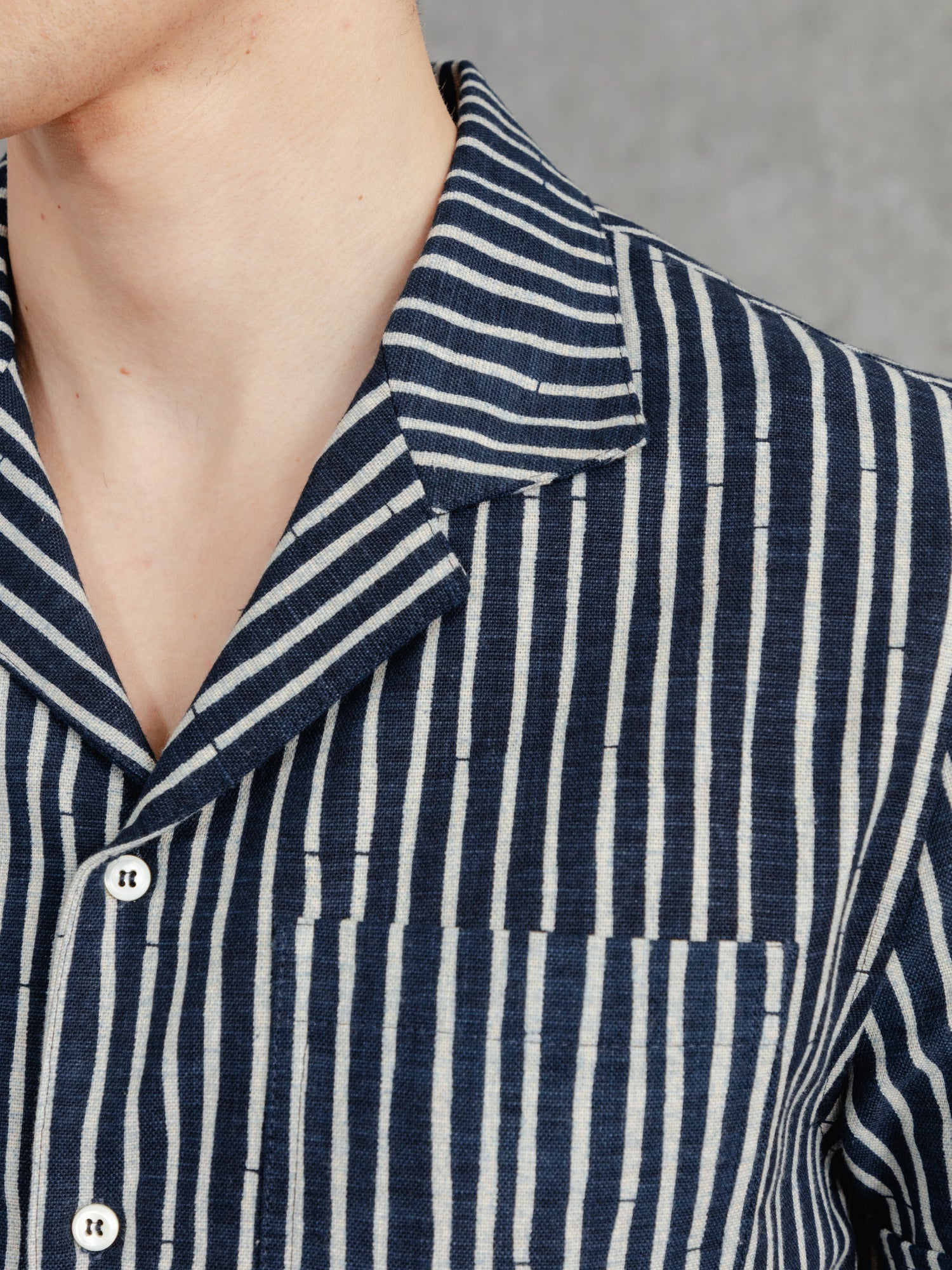 The Stripe Aldery Overshirt - Ink & Cobble Grey – PrivateWhite V.C.