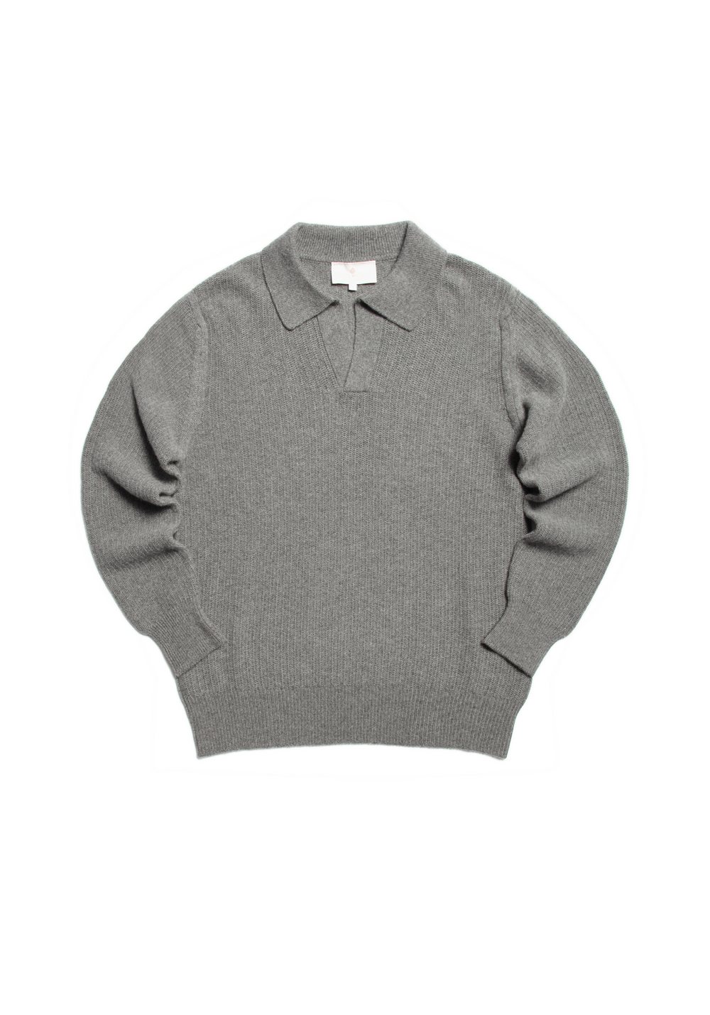 The Open Collar Cashmere Jumper - Cobble Grey
